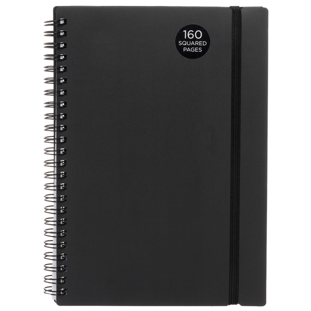 WHSmith Matt Black Poly Squared A5 Notebook | WHSmith