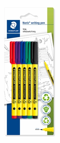 STAEDTLER Noris Handwriting Pens Assorted Colours (Pack of 5) | WHSmith